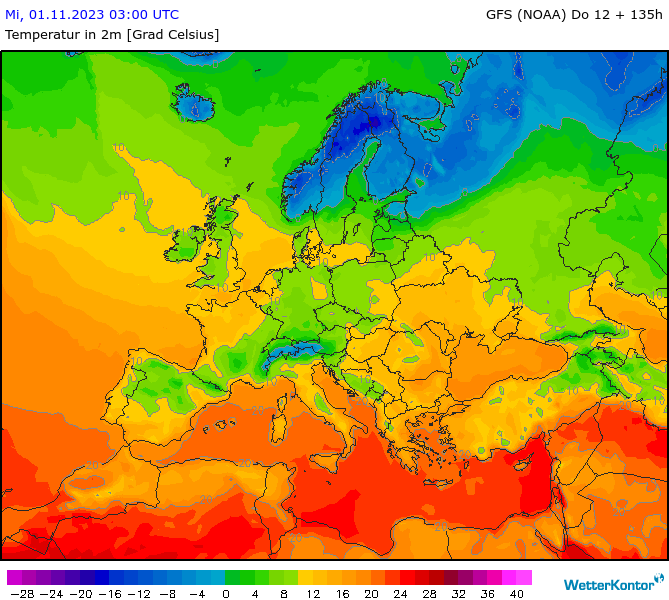 Temperatur in 2m Europa - Profikarten - WetterKontor